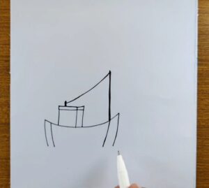 Easy Boat and Island Drawing - Draw And Colour