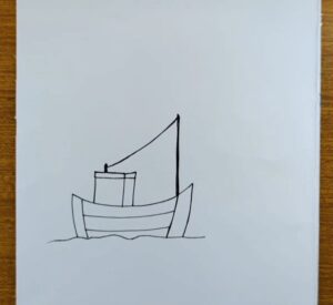 Easy Boat and Island Drawing - Draw And Colour