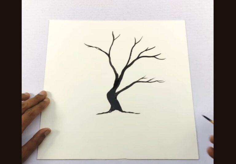 How To Make Beautiful Paper Tree Art - Draw And Colour