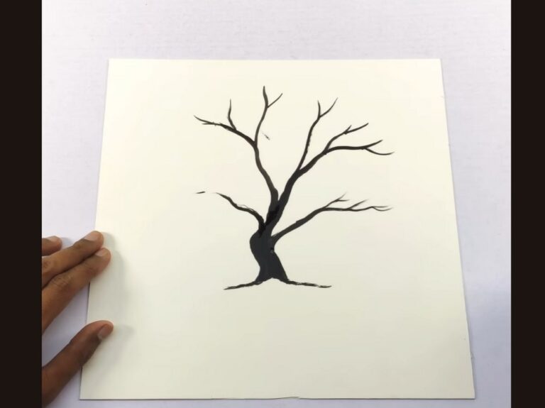 How To Make Beautiful Paper Tree Art - Draw And Colour