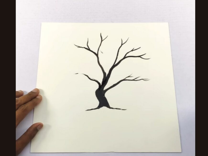 How To Make Beautiful Paper Tree Art - Draw And Colour