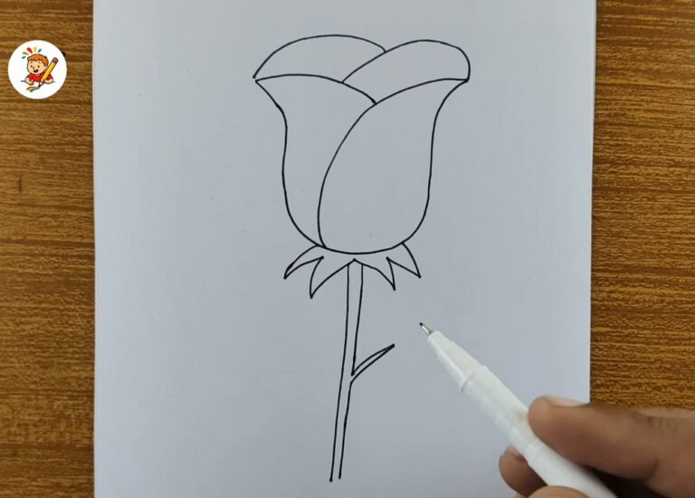 How to Draw and Color a Beautiful Red Rose - Draw And Colour