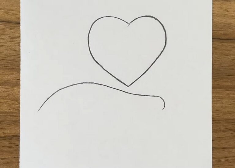 Pencil Drawing of Hand with Heart - Draw And Colour