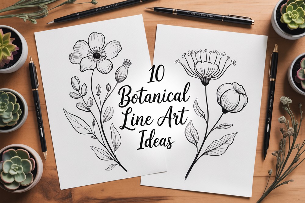 10 Botanical Line Art Ideas - Draw And Colour