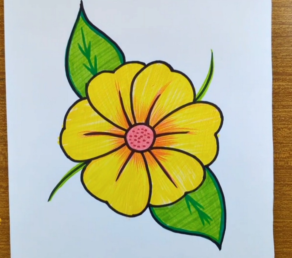 Easy Flower Drawing for Beginners - Draw And Colour