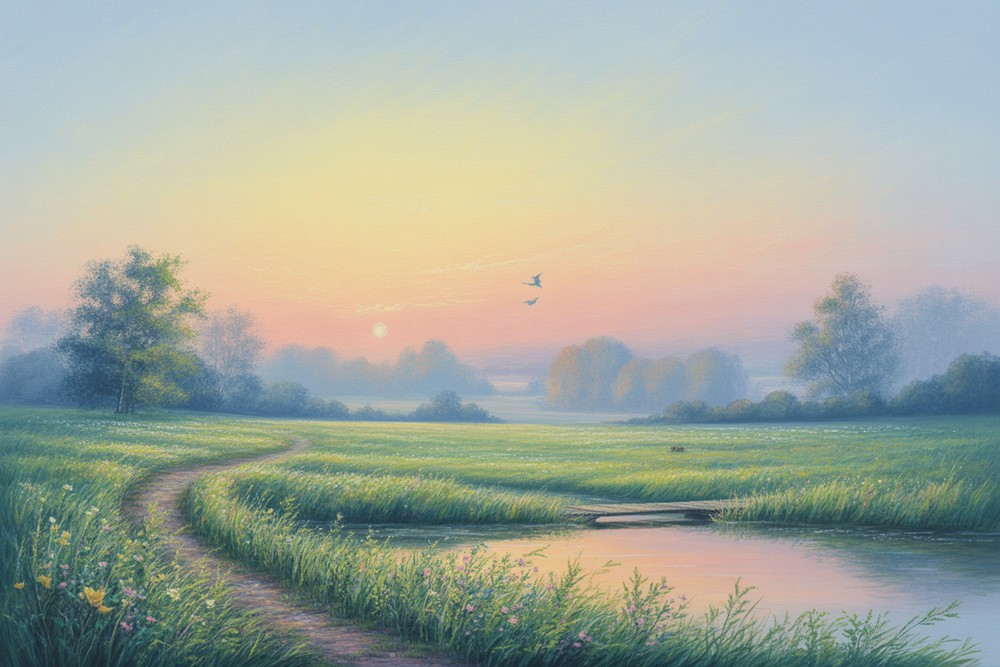 Painting a Beautiful Morning Scenery Acrylic Painting - Draw And Colour