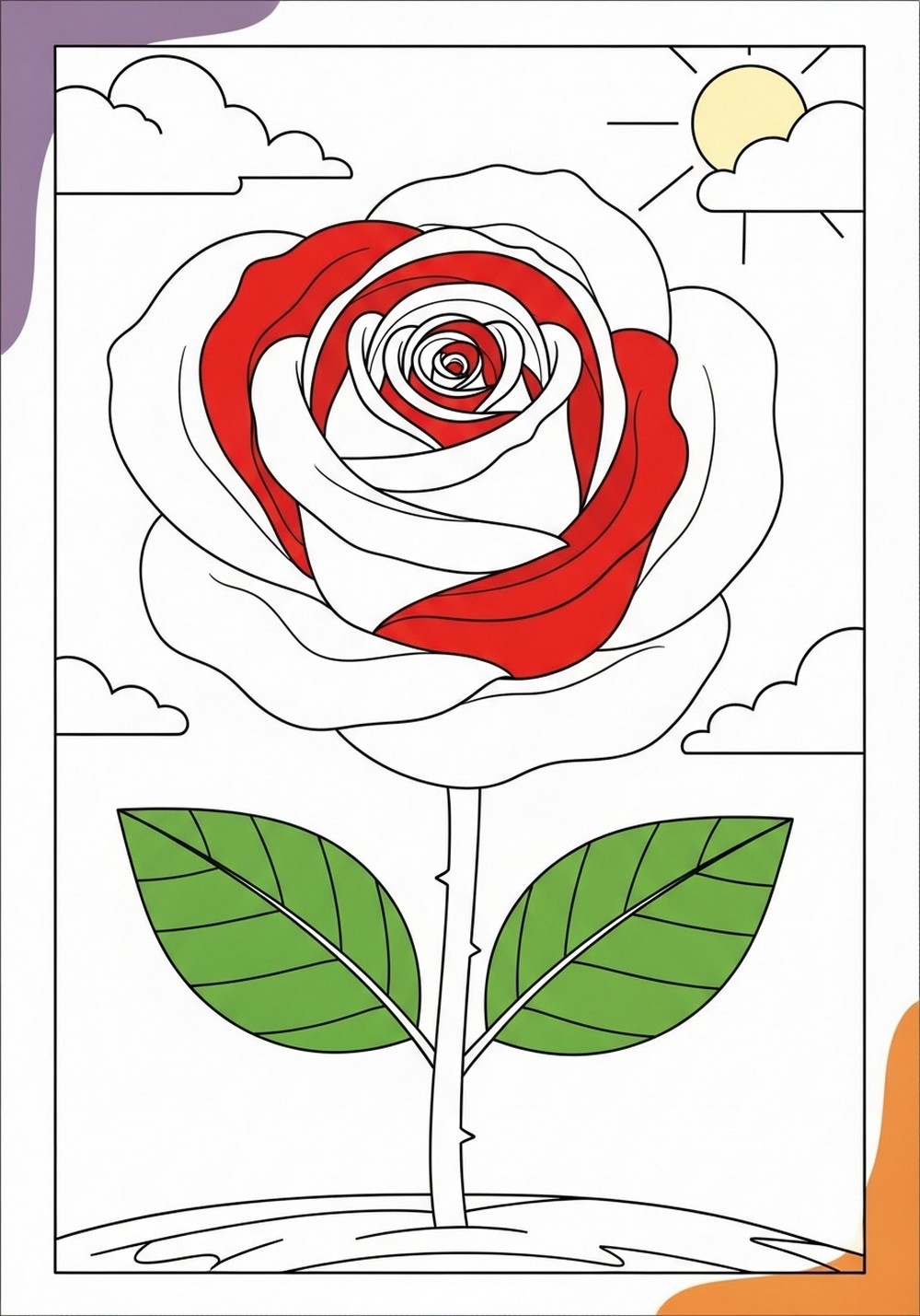 22 Easy Rose Coloring Drawing Ideas For Kids - Draw And Colour