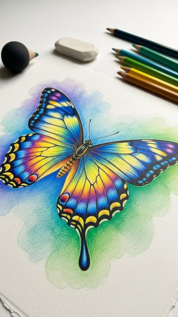 25 Butterfly Drawing Ideas With Colored Pencils - Draw And Colour