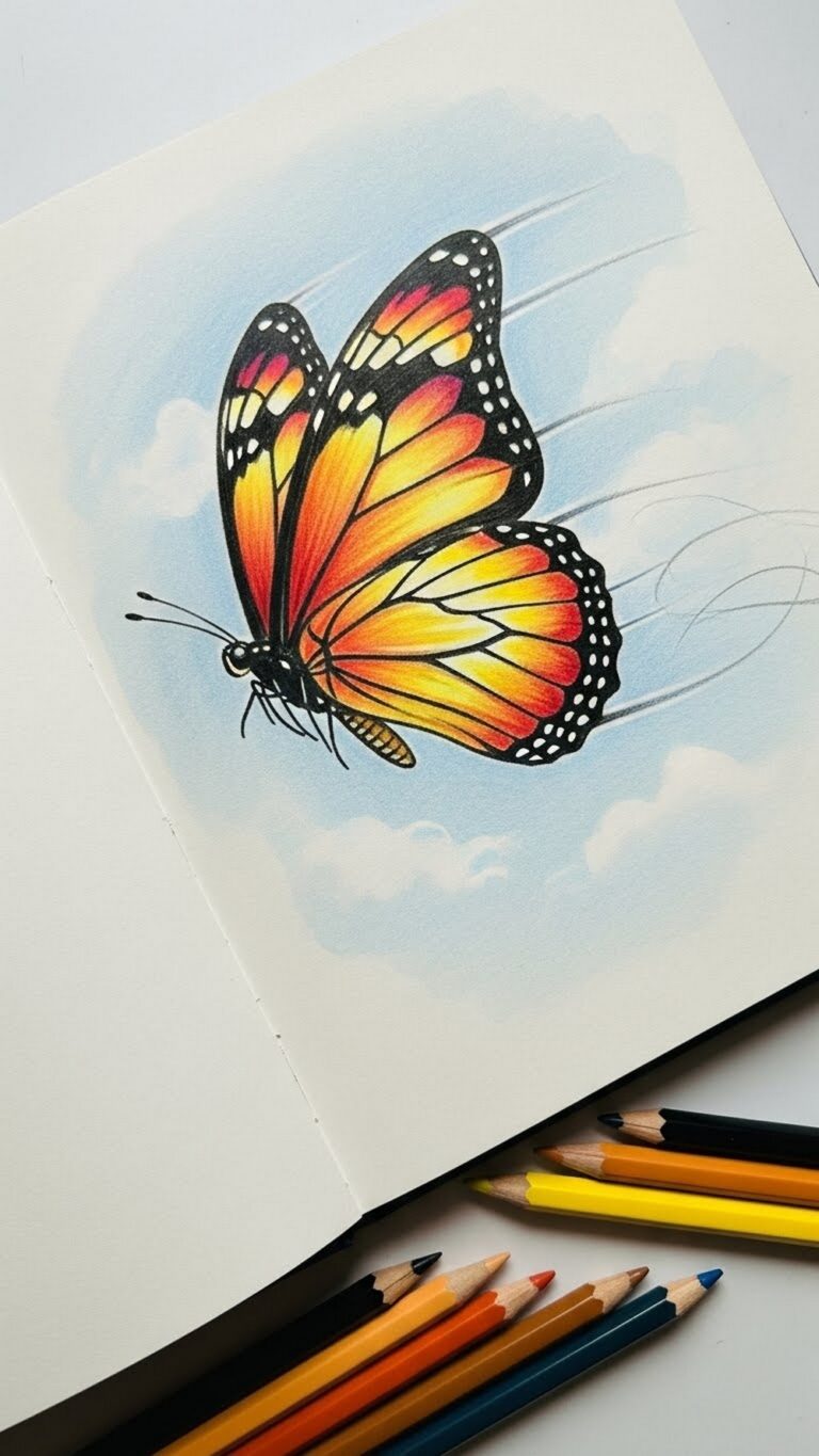 25 Butterfly Drawing Ideas With Colored Pencils - Draw And Colour