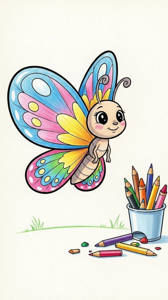 25 Butterfly Drawing Ideas With Colored Pencils - Draw And Colour