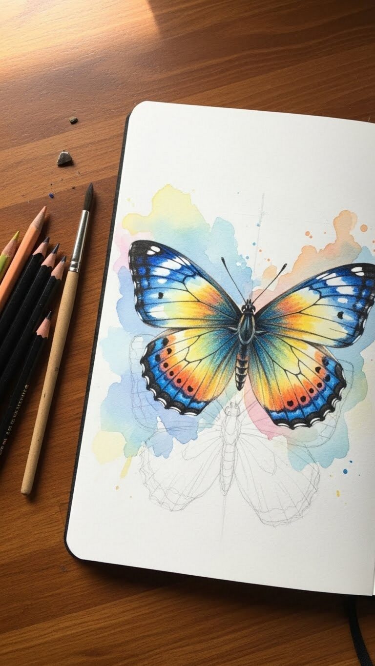 25 Butterfly Drawing Ideas With Colored Pencils - Draw And Colour